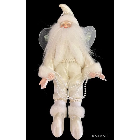 Unique Vintage | Holiday | Fairy Sprite Elf White Christmas Winged ...